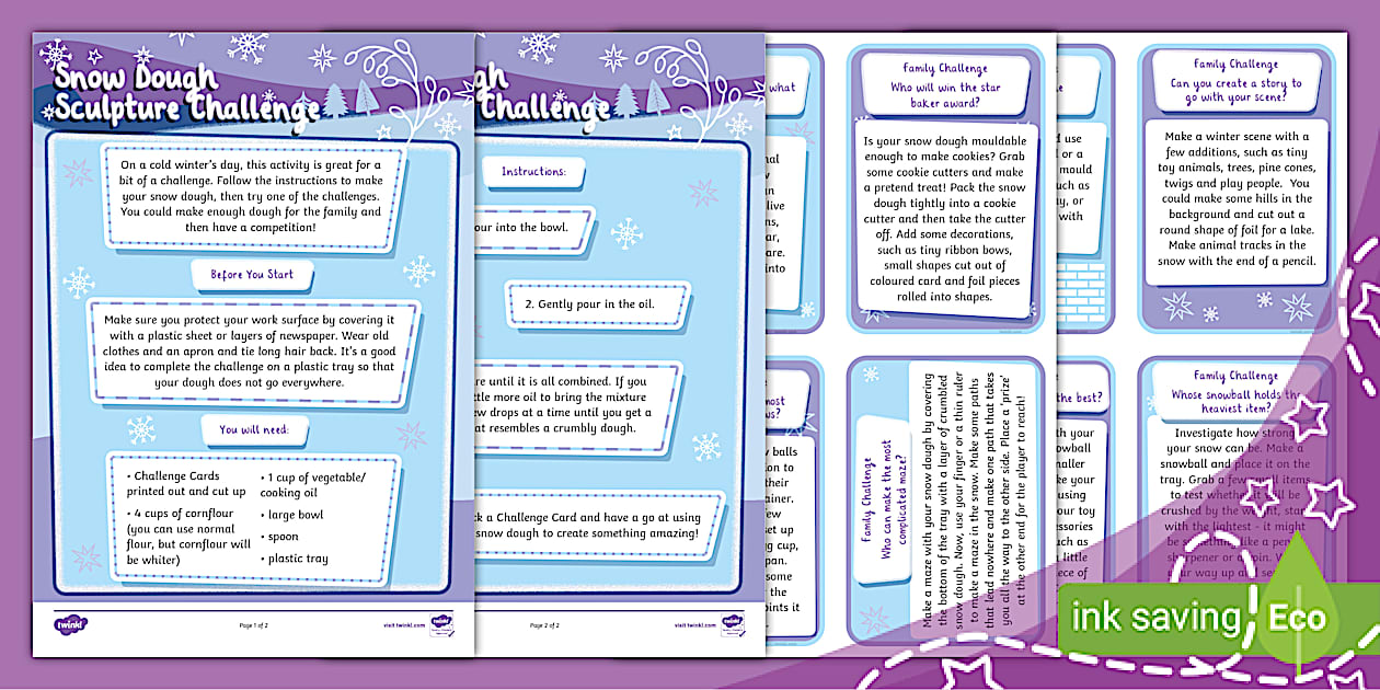 Snow Dough Sculpture Challenge (Ages 5 - 7) (teacher made)