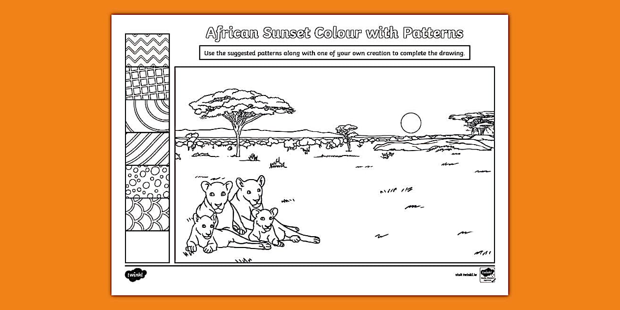 African Sunset Colour with Patterns Activity - Twinkl