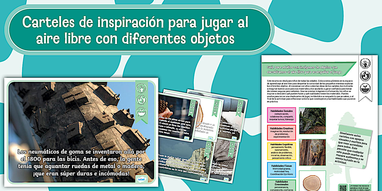Twinkl Play: Carteles de inspiración para jugar al aire libre con Piezas
