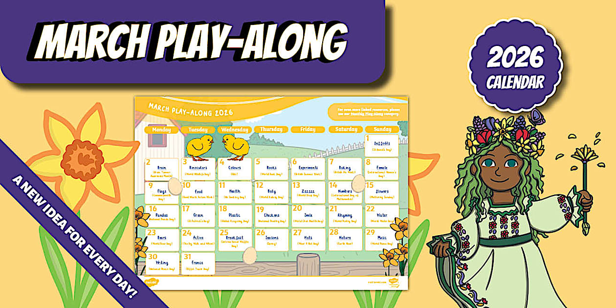 March Play-Along Calendar (2026) - KS1 - Twinkl