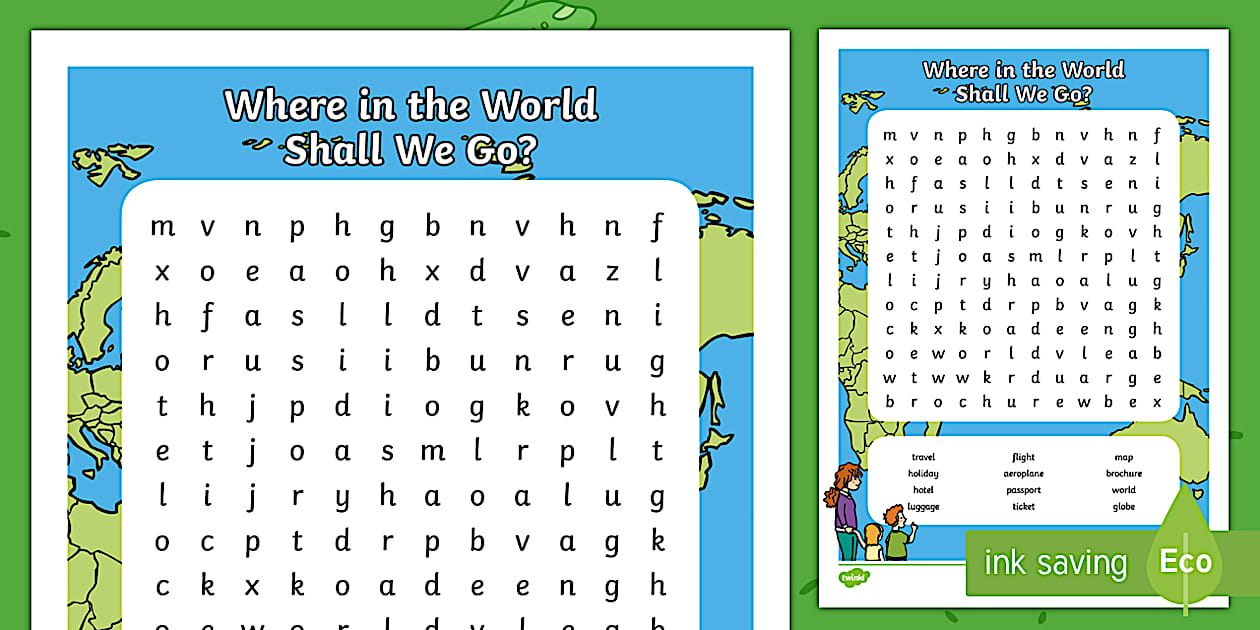 Where in the World Shall We Go? Word Search (teacher made)