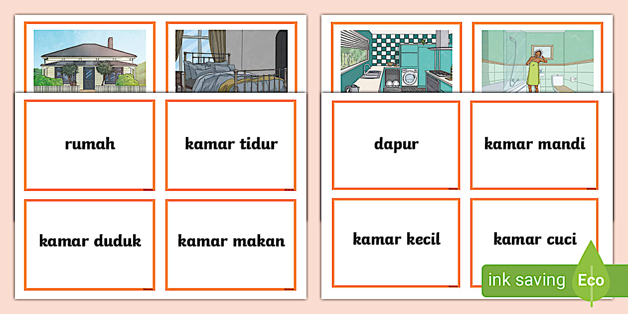 Parts of a House Matching Cards - Indonesian (teacher made)