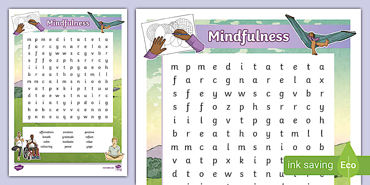 Mindfulness Word Search (teacher made) - Twinkl