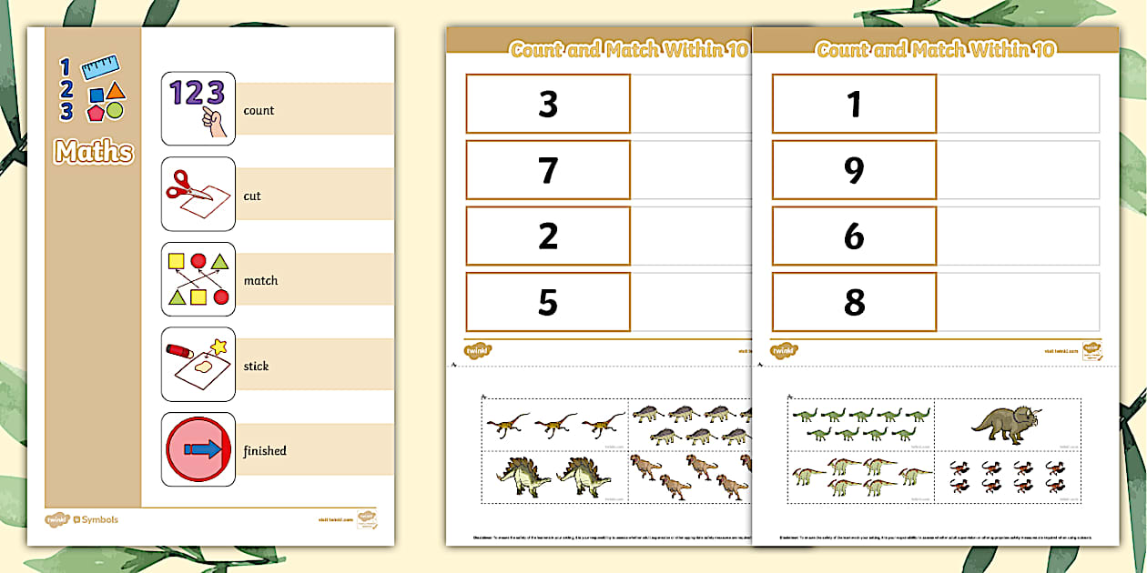 SEND Structured Steps Dinosaur Count and Match Within 10