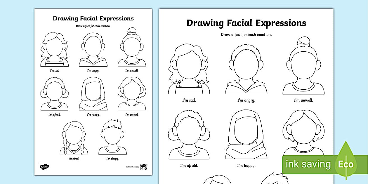 Drawing Facial Expressions Activity Sheet Twinkl