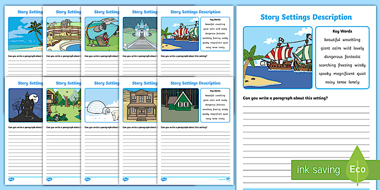 Editable Story Settings Description Writing Frames - Twinkl
