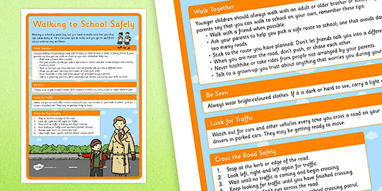 Walking to School Safely Display Poster (teacher made)