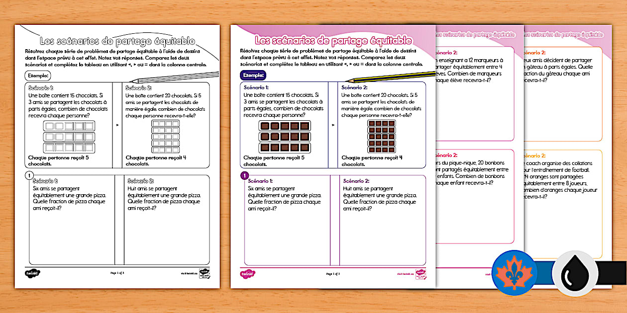 Grade 3 Comparing Fair Share Scenarios Activity French