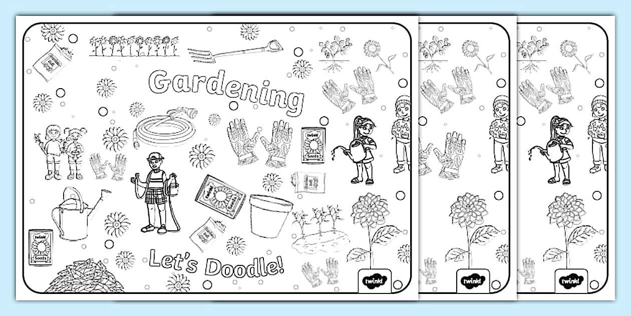 Gardening Doodle Colouring Pages - KS1 (Teacher-Made)