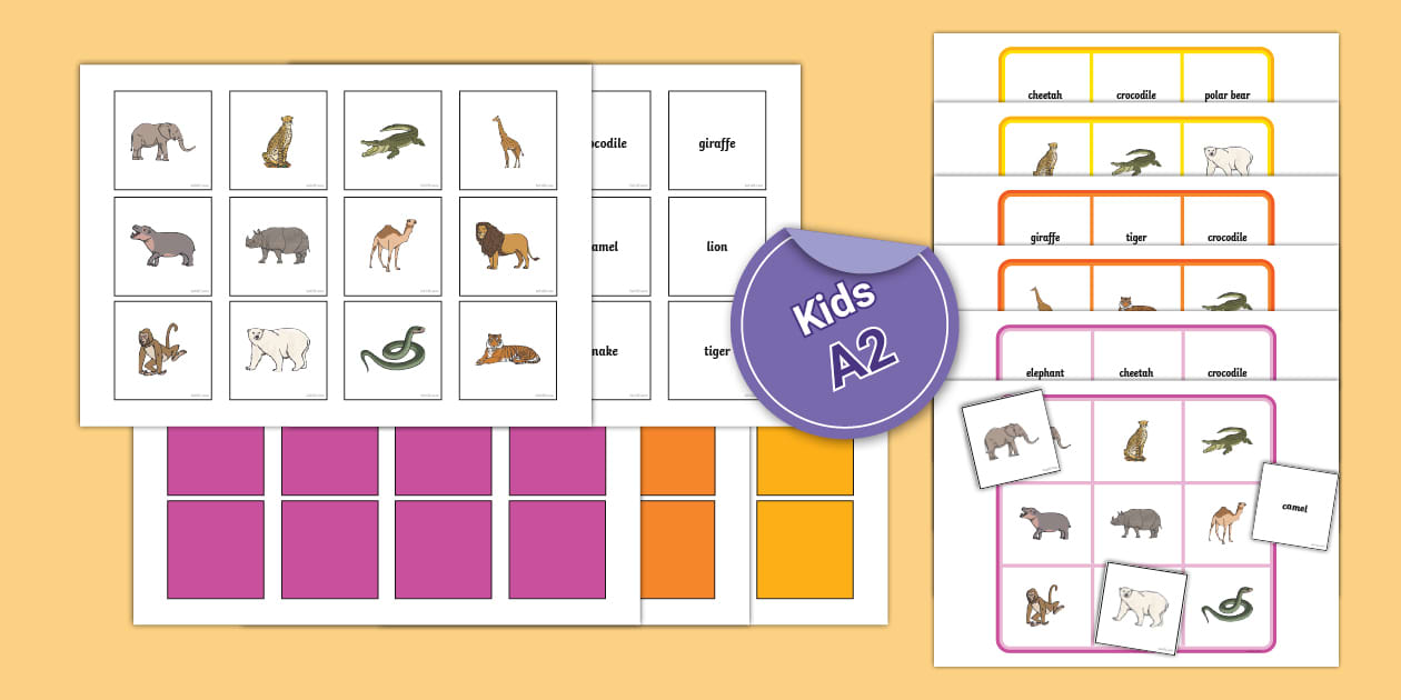 Zoo Bingo Game - ESL Activity Sheet (professor feito)