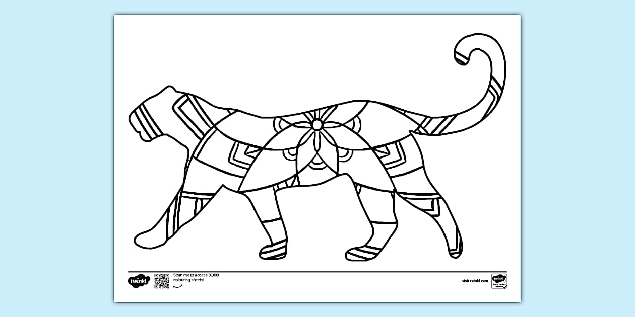 Leopard Mandala Colouring Page (teacher made) - Twinkl