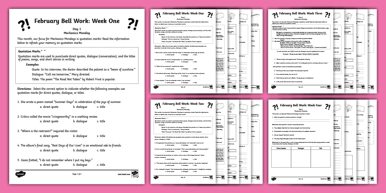 Sixth Grade ELA February Bell Work Bundle (teacher made)