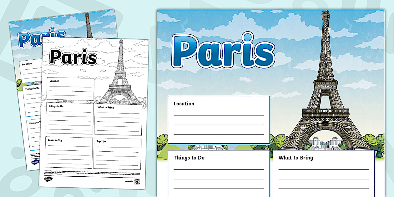 Paris Travel Fact File Template (teacher made) - Twinkl