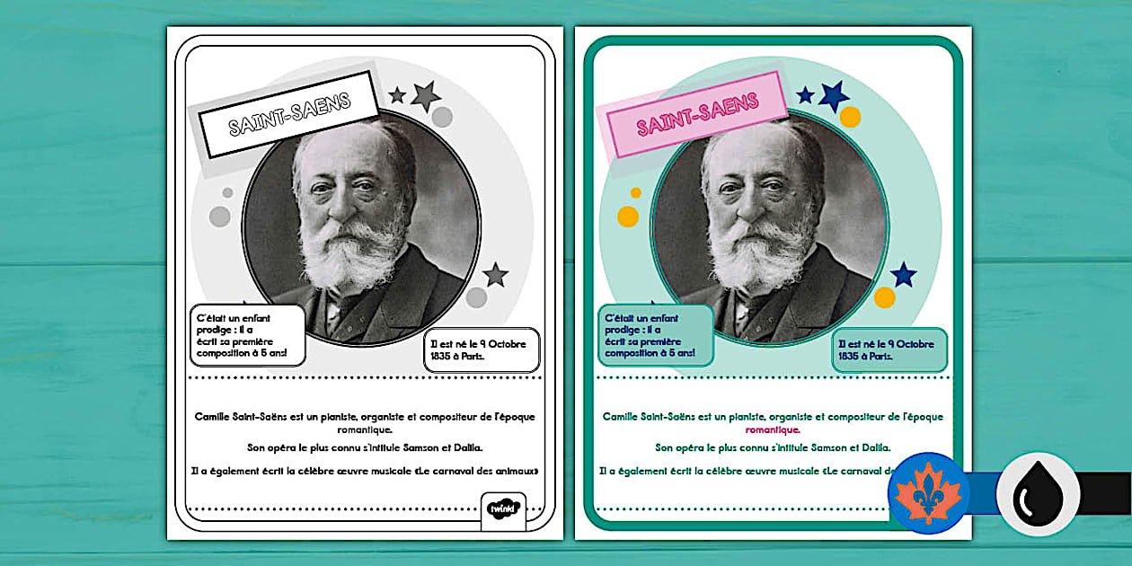 Poster Camille Saint Saens - Canada (Teacher-Made) - Twinkl