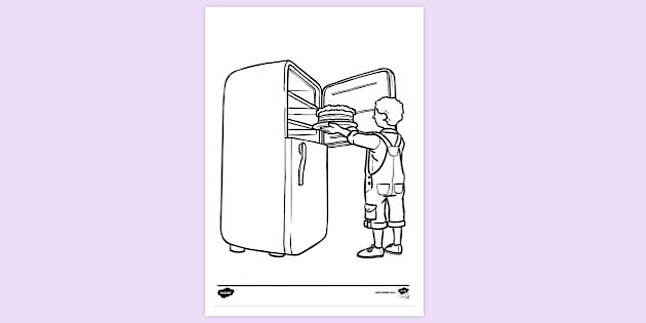 Putting Cake In The Fridge Colouring Sheet | Twinkl - Twinkl