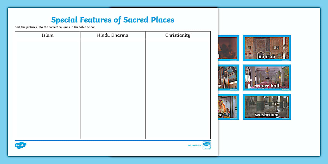 Special Features of Places of Worship Sorting Activity