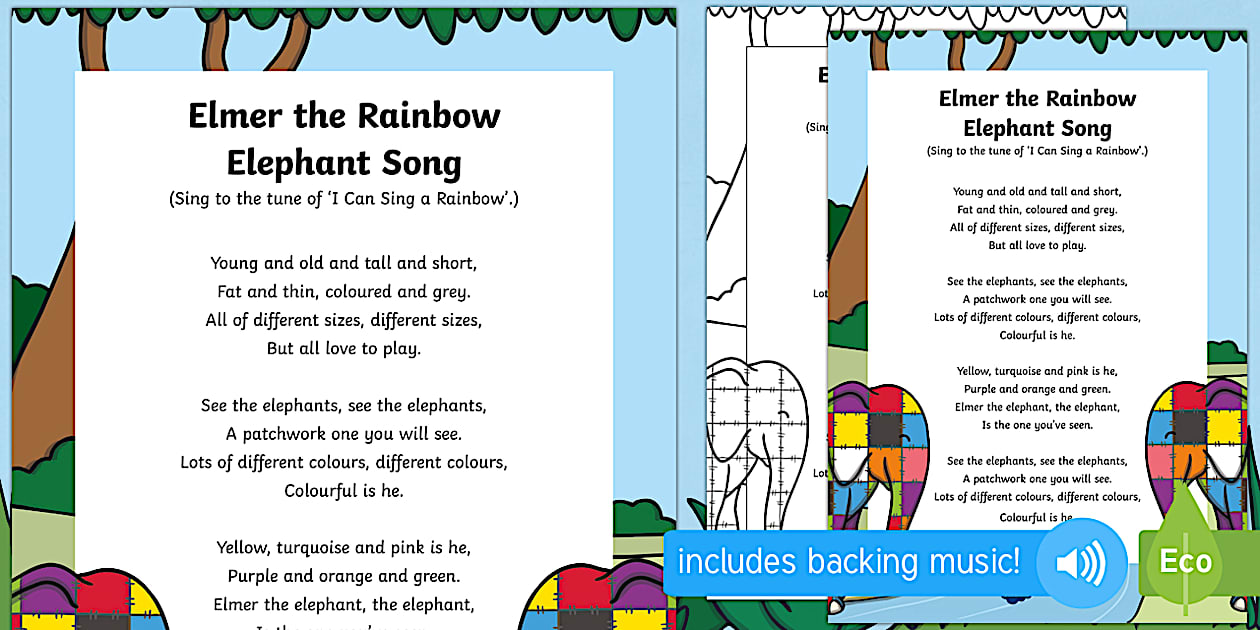 Elmer the Rainbow Elephant Song - Twinkl