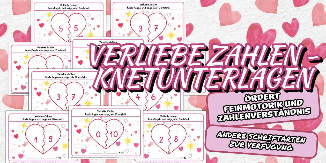 Verliebte Zahlen - Knetunterlagen