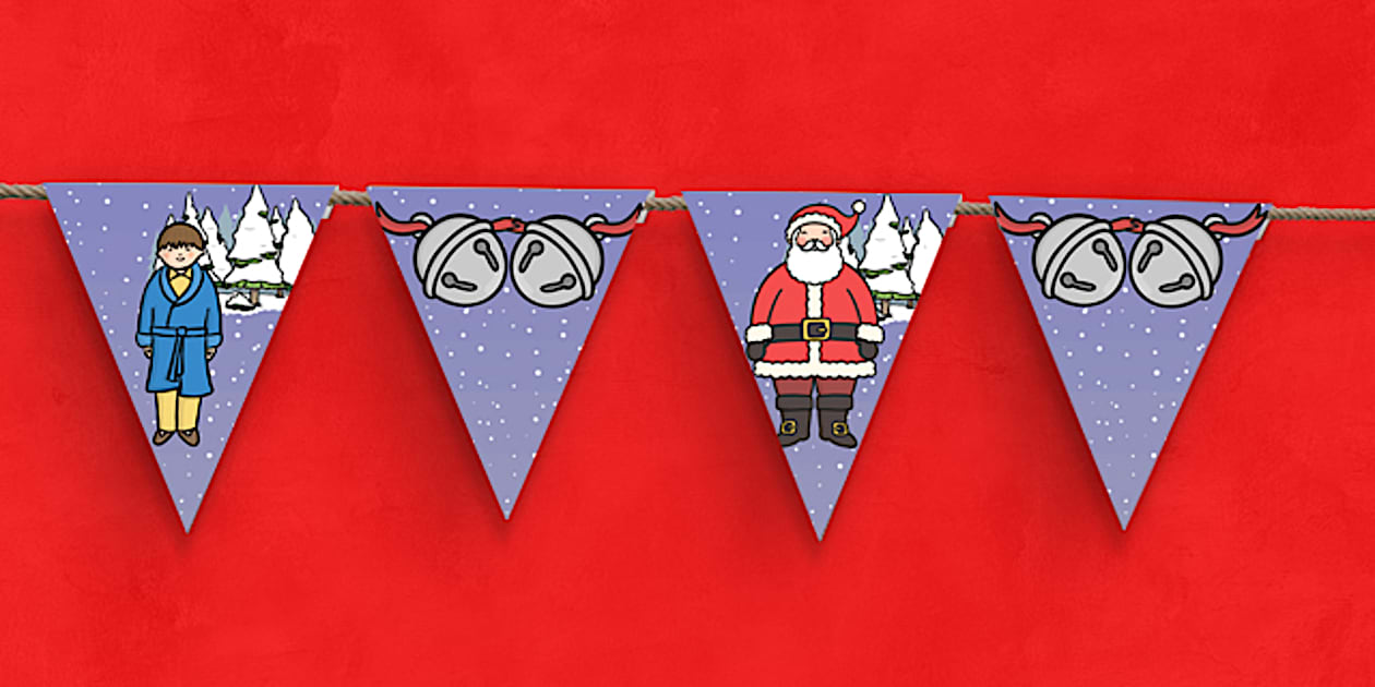 Black and White Christmas Train Journey Bunting - Twinkl