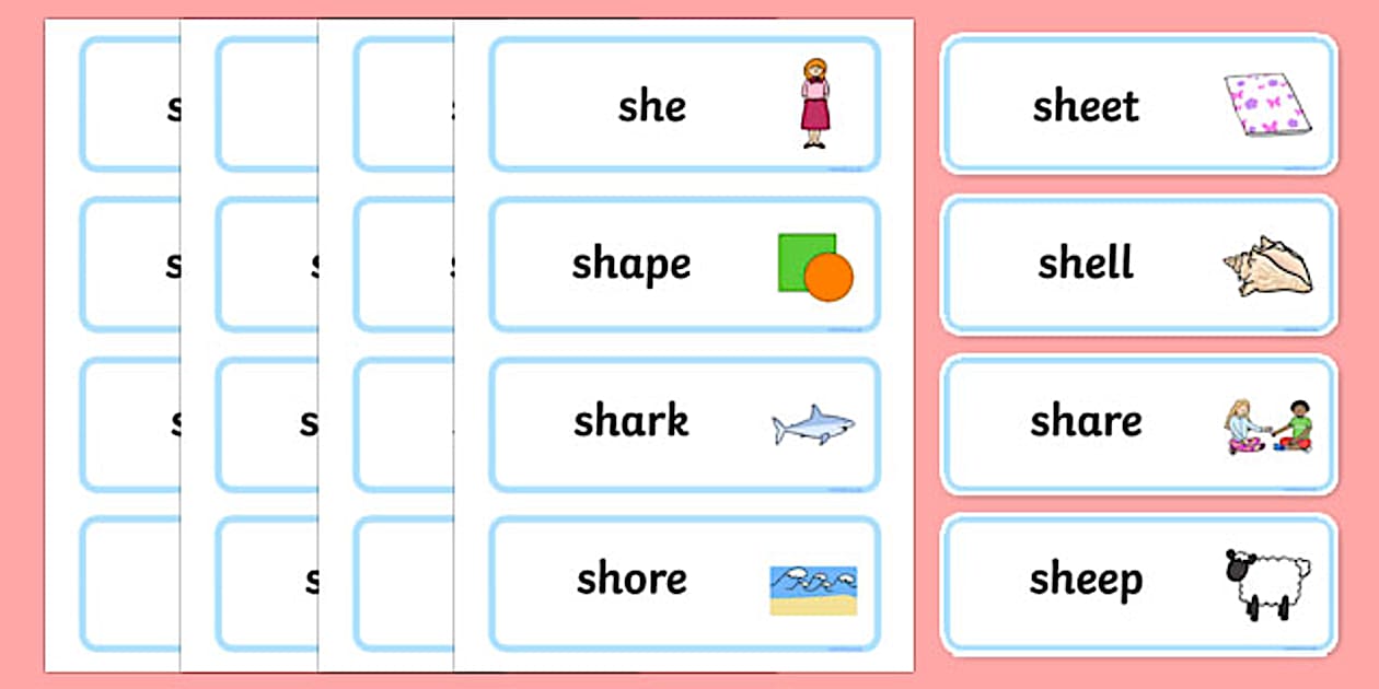 ‘sh’ words phonics sound cards resource (teacher made)