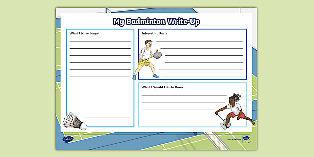 * NEW * KS2 Badminton Write-Up Worksheet - PE (teacher made)