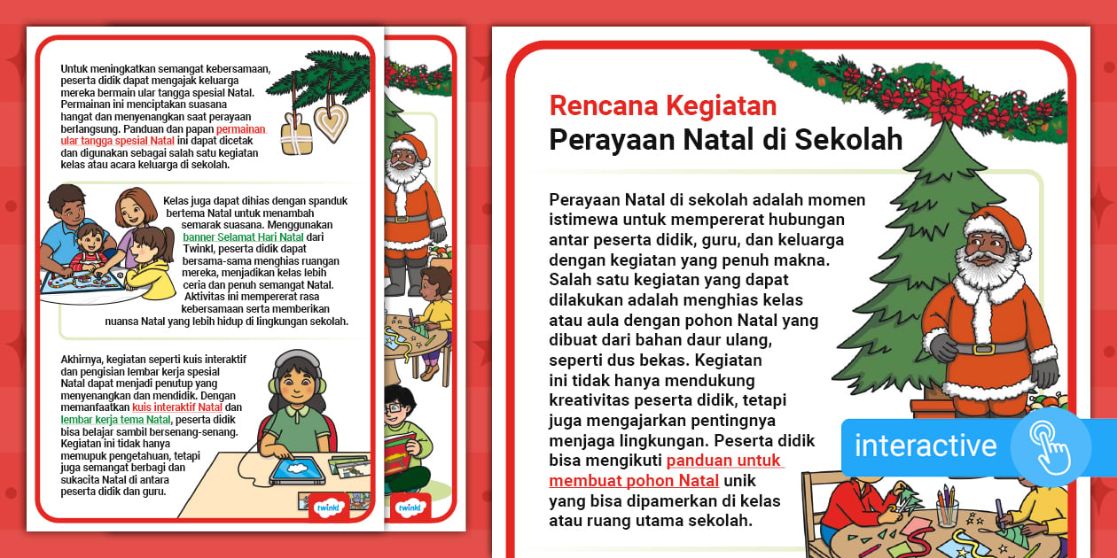FREE! - Rencana Kegiatan Perayaan Natal di Sekolah - Twinkl