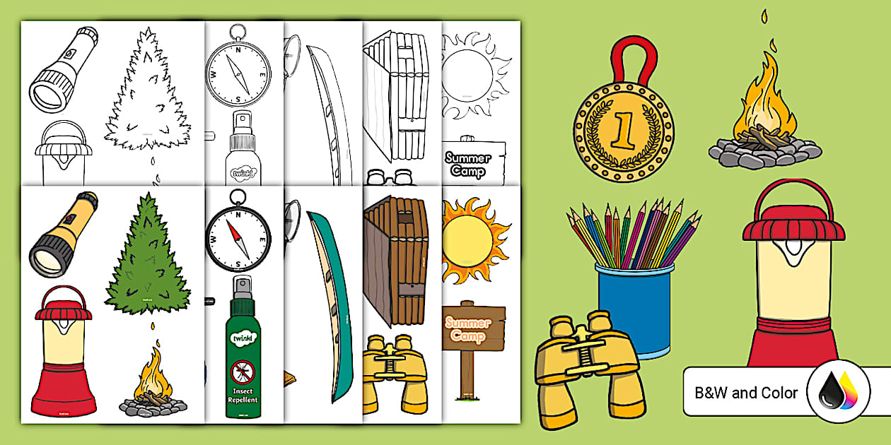 Summer Camp Shapes Cutouts | Resource | Twinkl USA