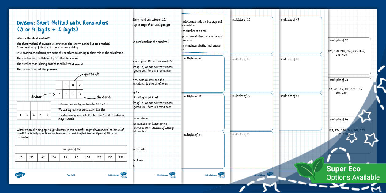 Division: Short Method with Remainders (Ages 10 - 11)