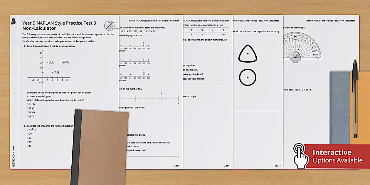 Year 9 NAPLAN Practice Test 3 - Non Calculator - Twinkl