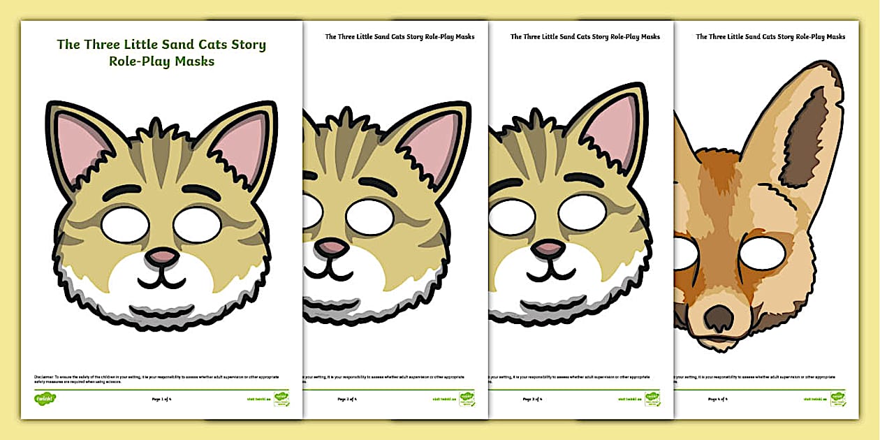 The Three Little Sand Cats - story masks (teacher made)
