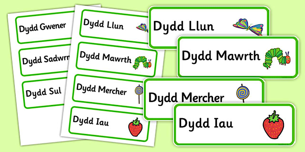 Cursive Days of the Week Word Cards (Welsh Translation) to Support ...