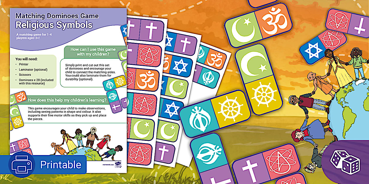 EYFS Religious Symbols Matching Dominoes Game for WRD 2022