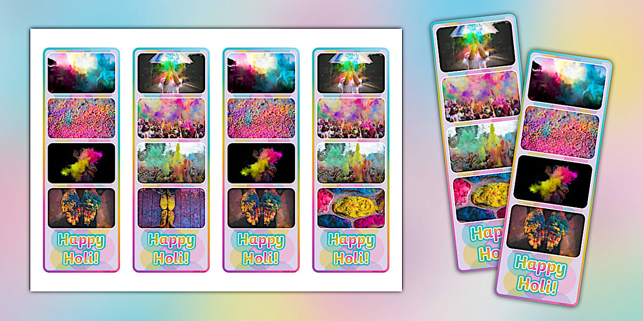 Holi Photo Strip Bookmarks (teacher made) - Twinkl