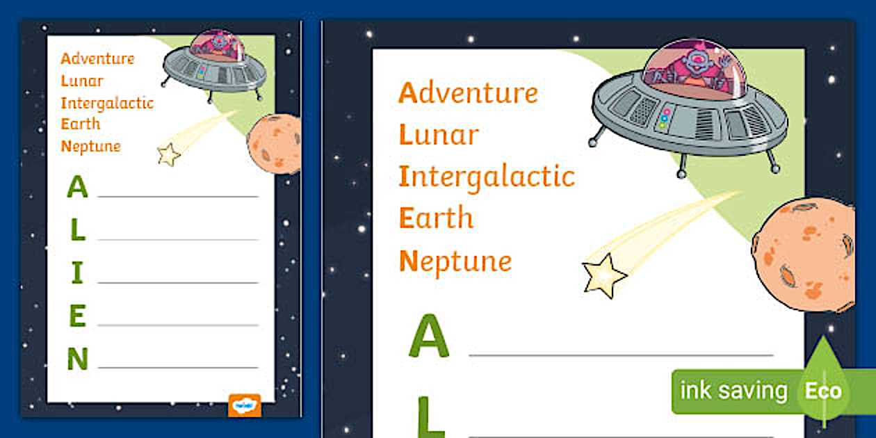 Alien Acrostic Poem (teacher made) - Twinkl