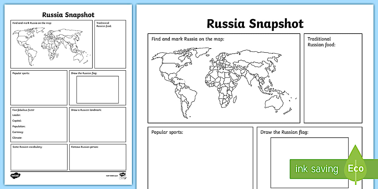 Russia Snapshot Worksheet (Teacher-Made) - Twinkl
