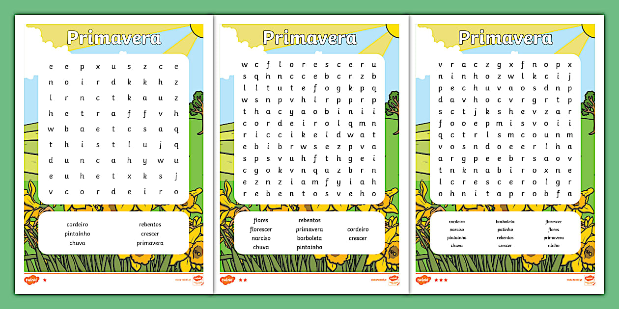Sopa de Letras Primavera (l'enseignant a fait) - Twinkl