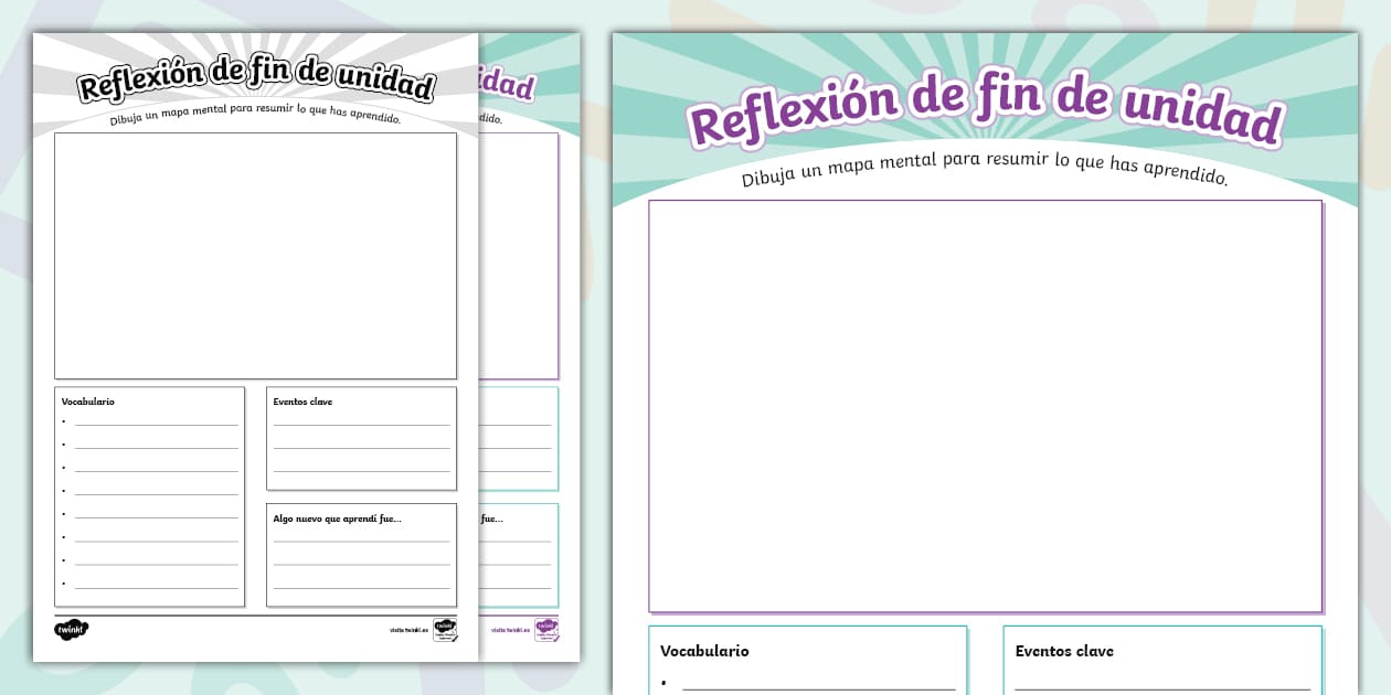 Ficha de actividad: Reflexión de fin de unidad - Twinkl