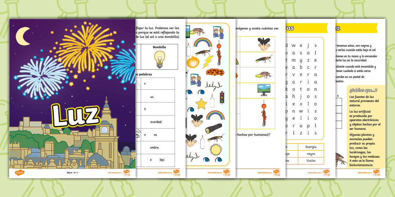 Cuadernillo de actividades sobre la luz - Twinkl Colombia