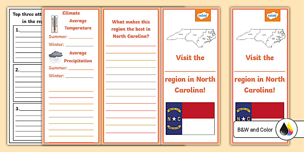 Regions of North Carolina Travel Brochure Project - Twinkl