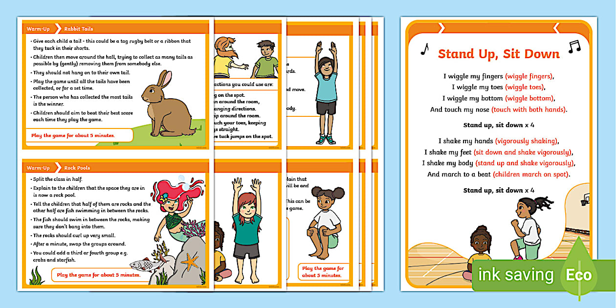 Foundation PE (Reception) Warm-Up Activity Cards and Pack