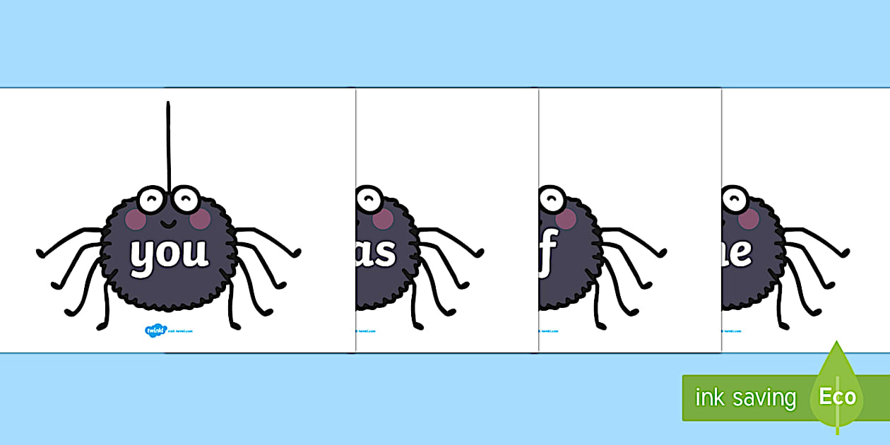 Cursive Common Exception Words Years 1 and 2 on Spiders Display Posters