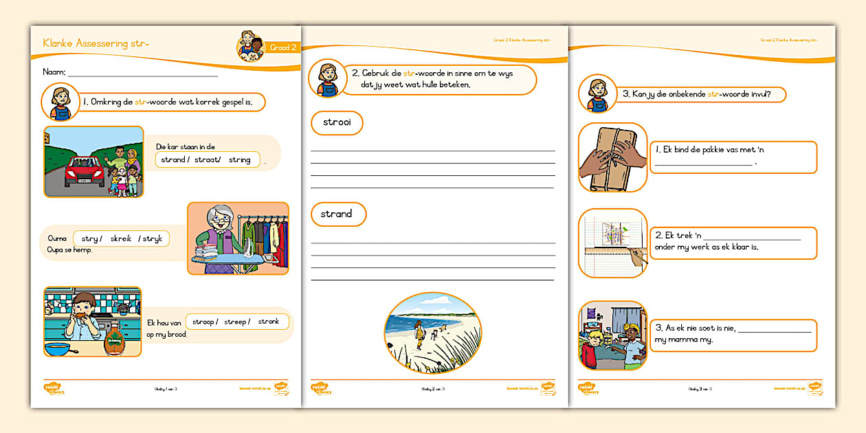Graad 2 Klanke Assessering str- (teacher made) - Twinkl