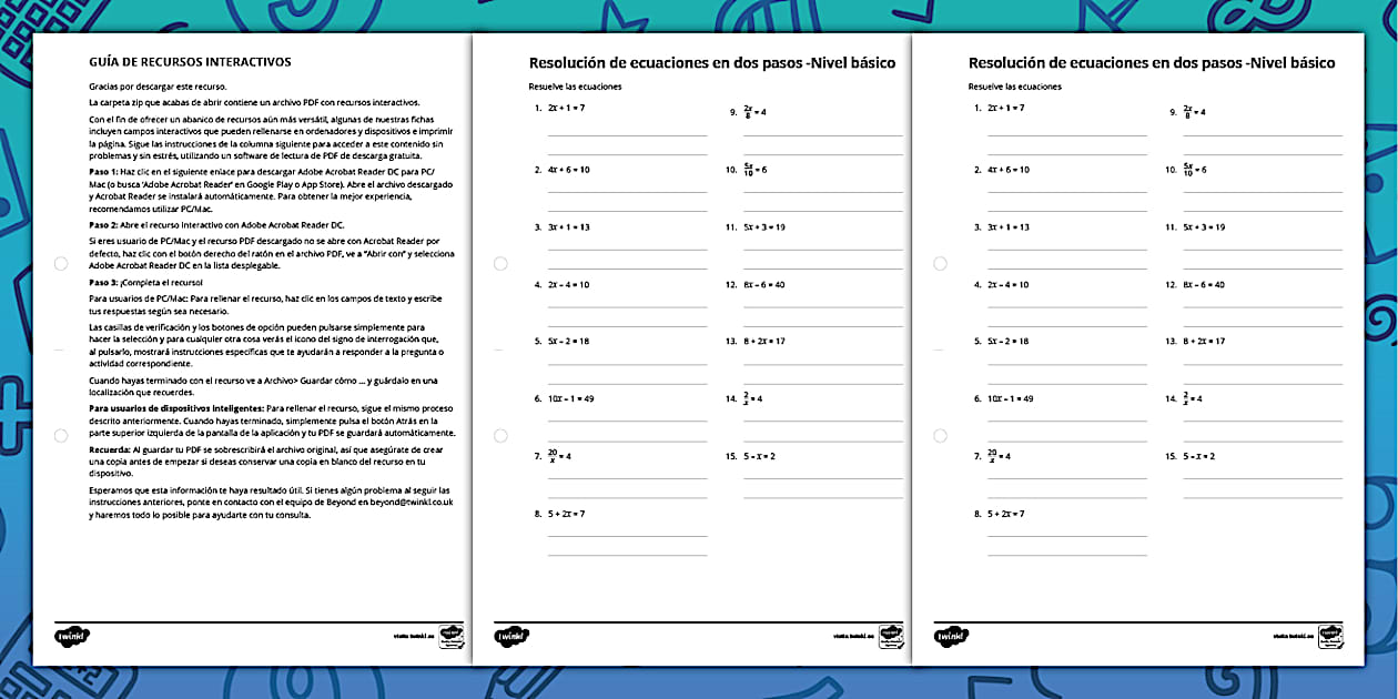 Resolución de ecuaciones en dos pasos - Secundaria - Twinkl