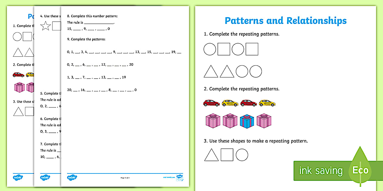 Early Level Numeracy and Mathematics Assessment - Patterns and ...
