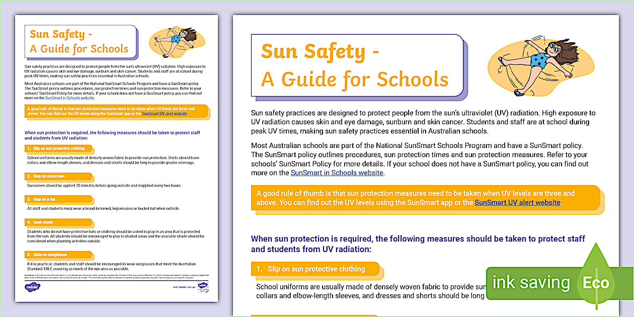 Sun Smart Information Guide | Primary Resource | Australia