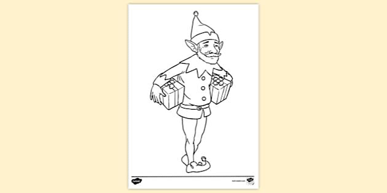 Elf Cut Out Colouring Sheet | Colouring Sheets