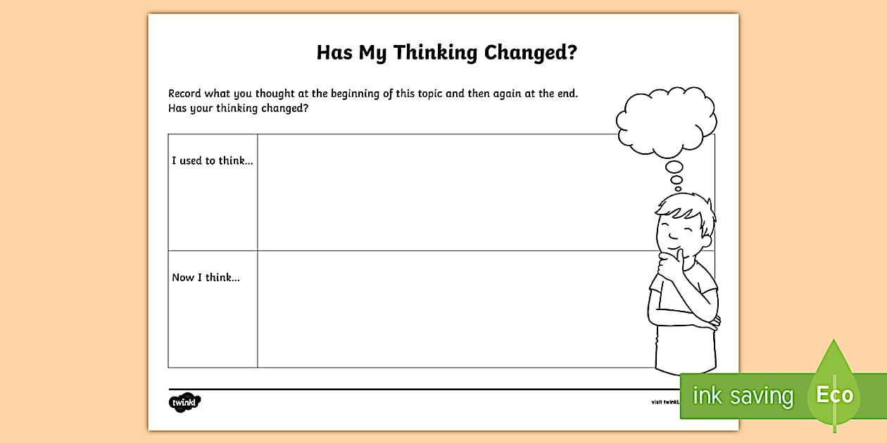 Has My Thinking Changed? Worksheet / Worksheet - Twinkl