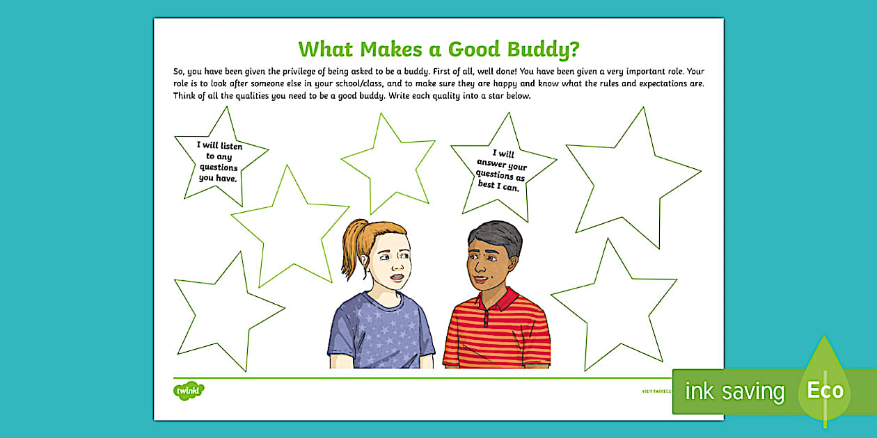 What Makes a Good Buddy? Worksheet (teacher made) - Twinkl