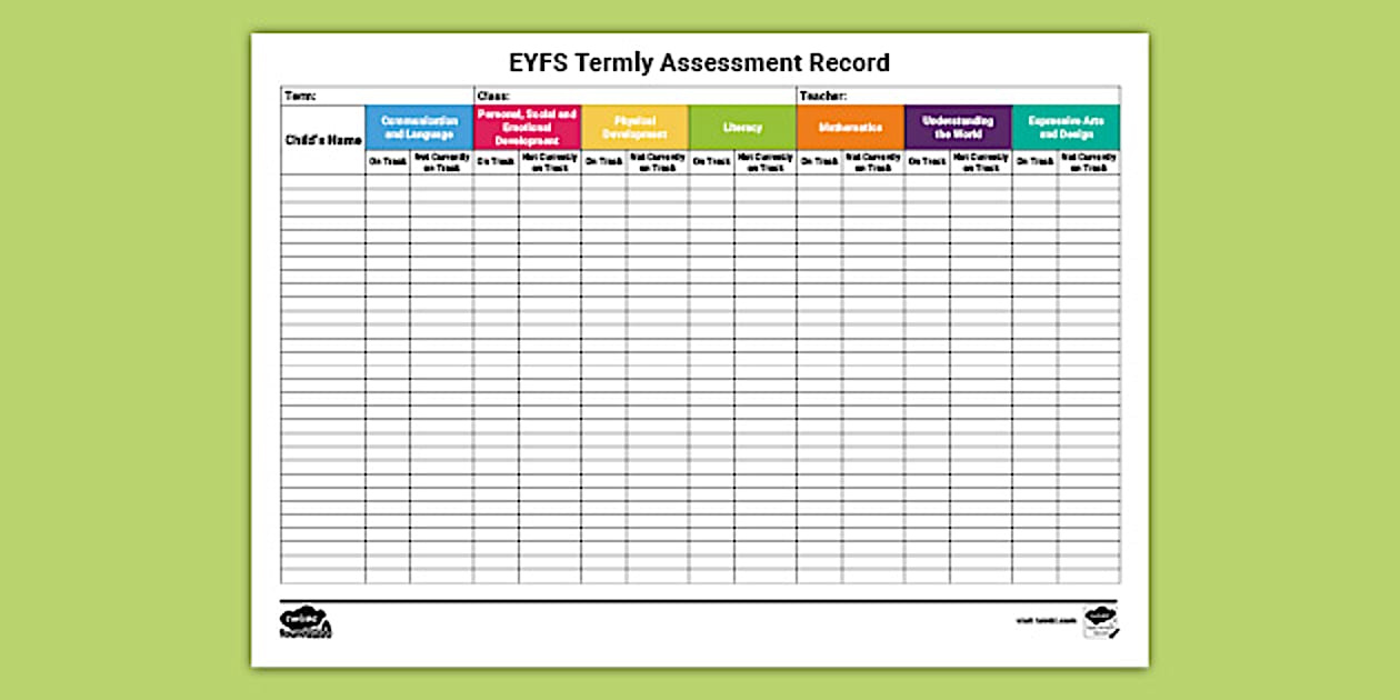 EYFS Termly Progress Record (teacher made) - Twinkl
