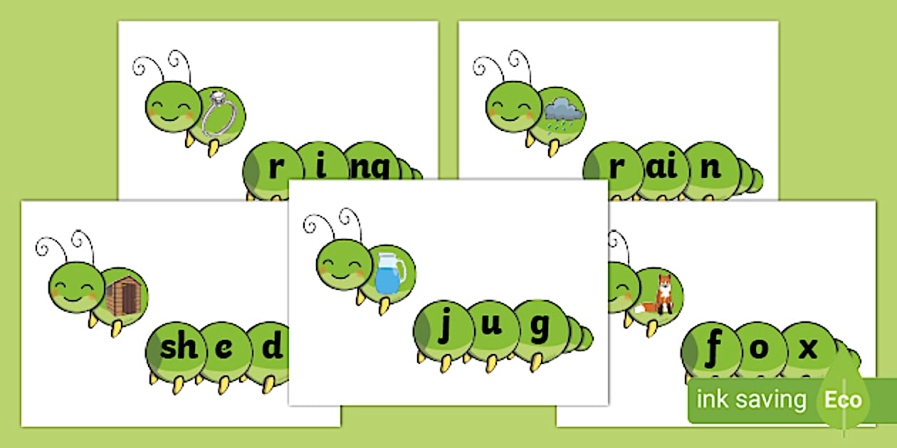 Editable Phase 3 Build a Caterpillar CVC Activity - Twinkl